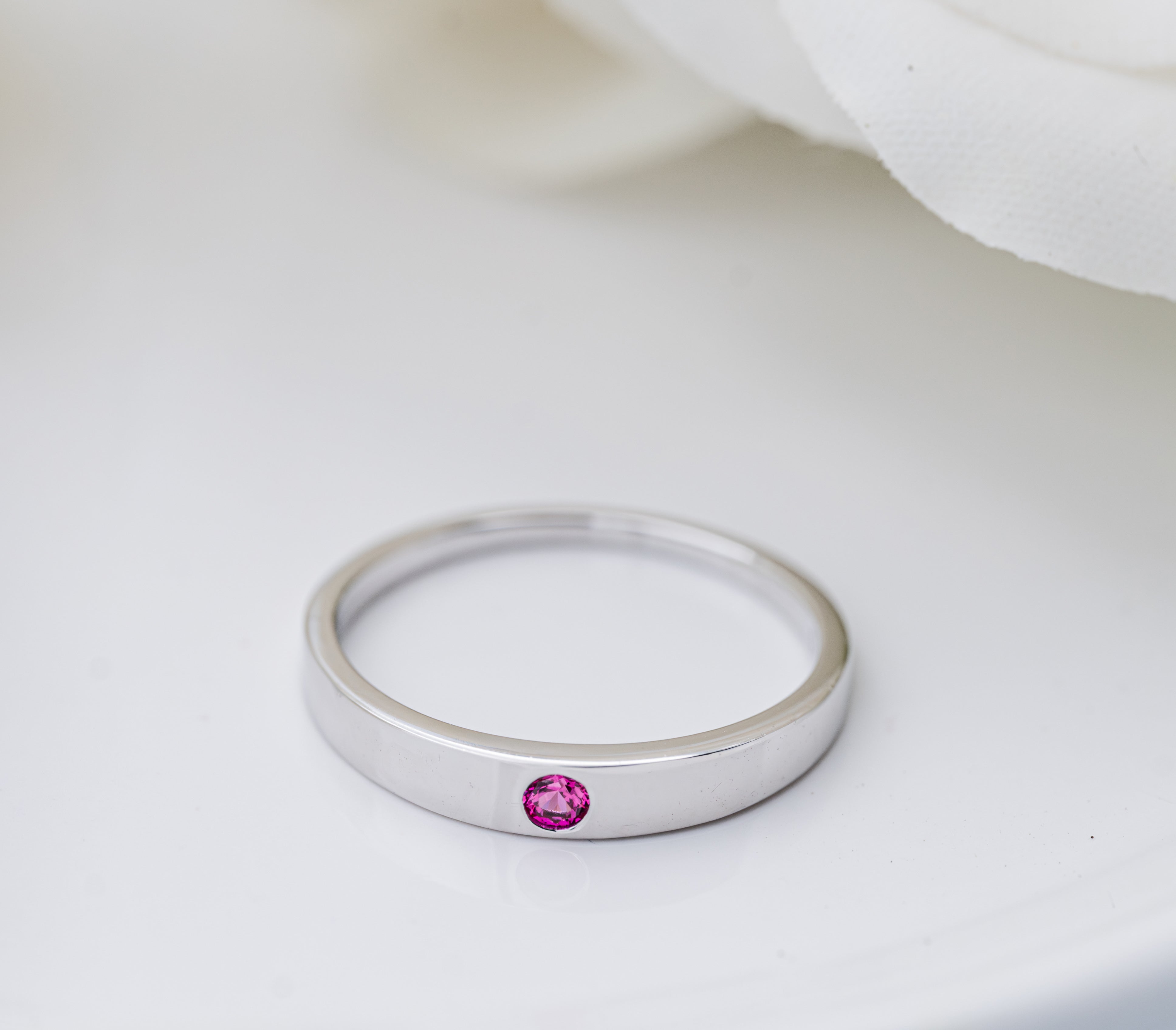 Sterling Silver Baby Ring with Ruby CZ for Girls – Cherished Moments ...