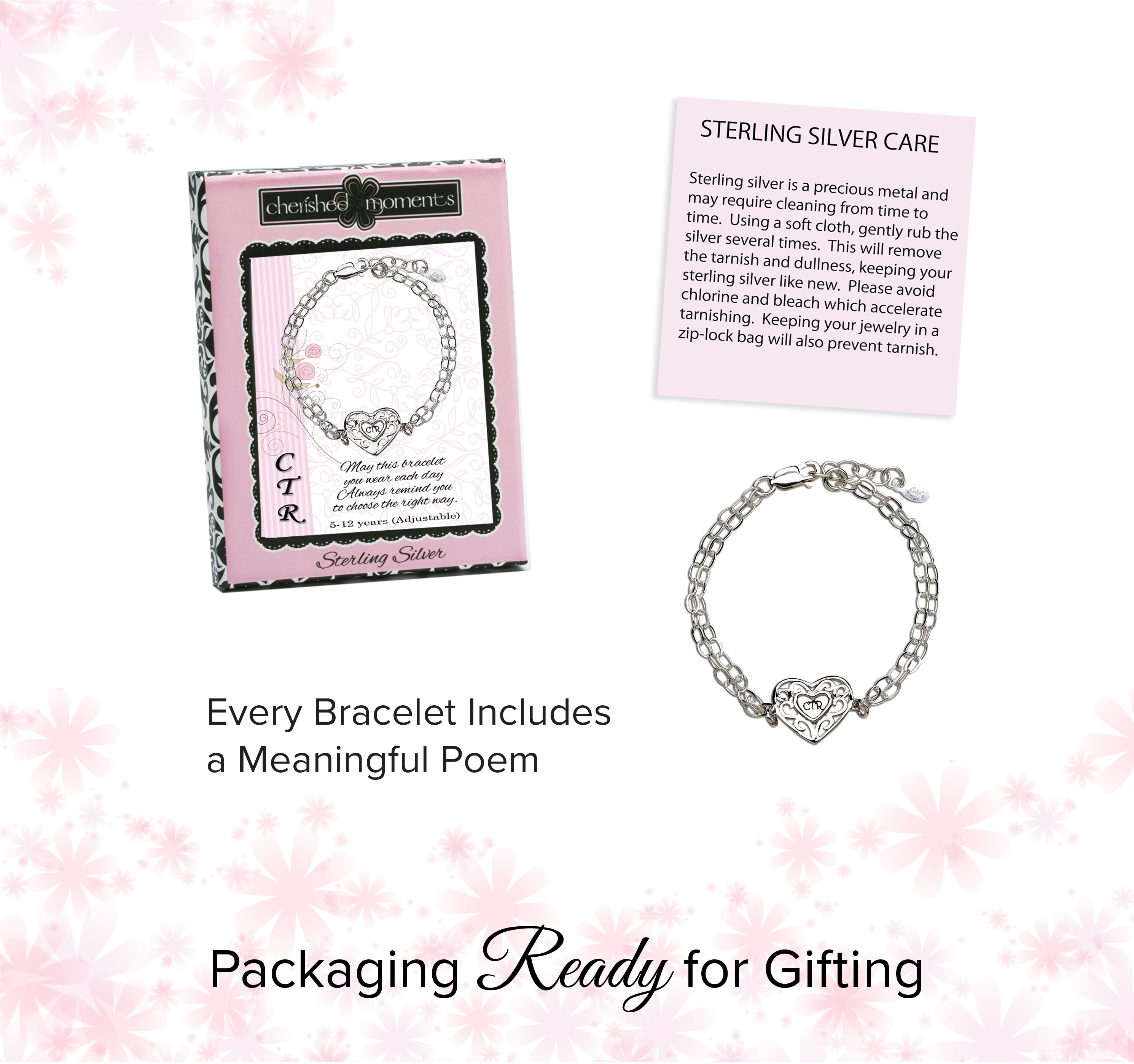 CTR Bracelet with Silver Heart for Girls Baptism Gift – Cherished ...