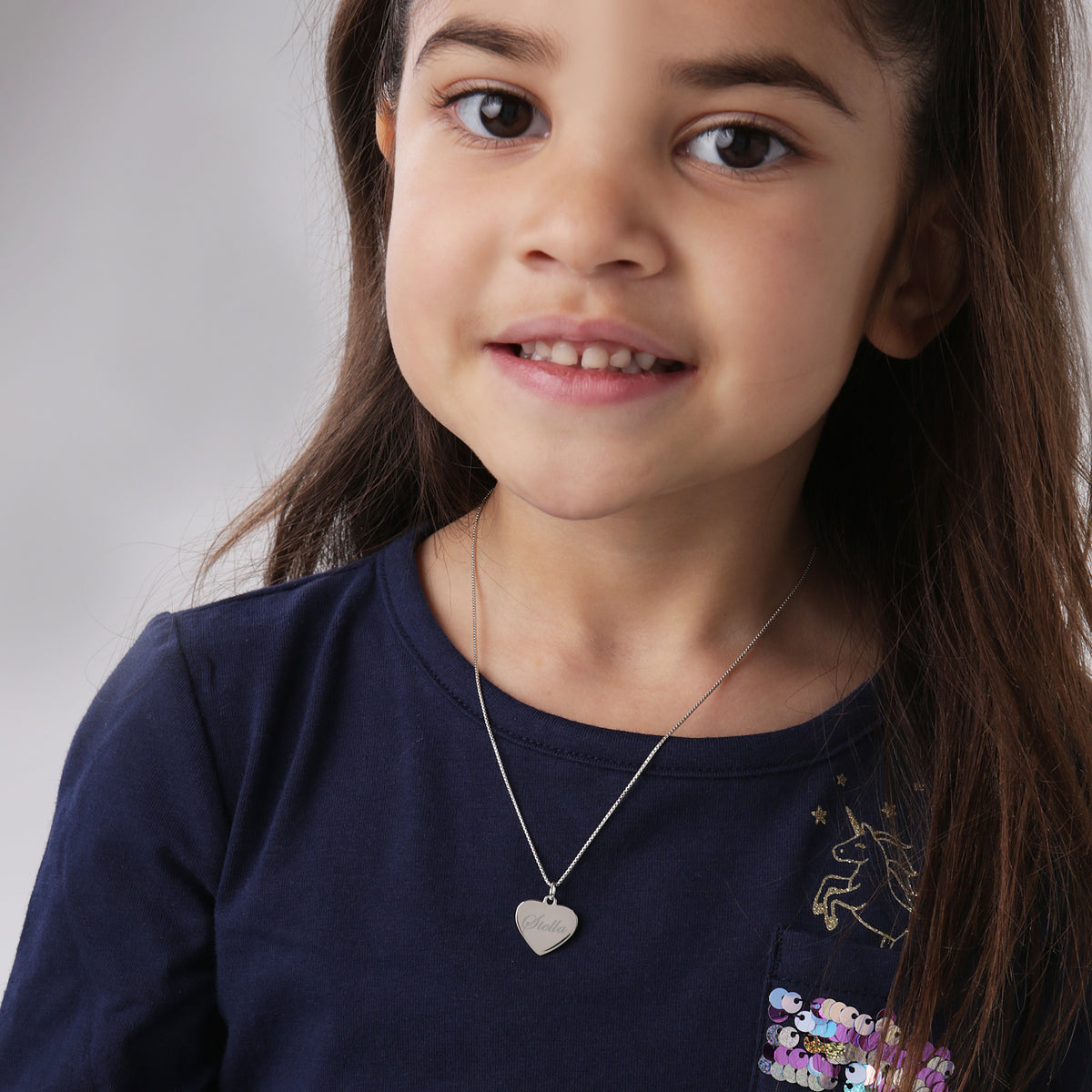 Children's Sterling Silver Engraveable Heart Necklace for Little Girls ...