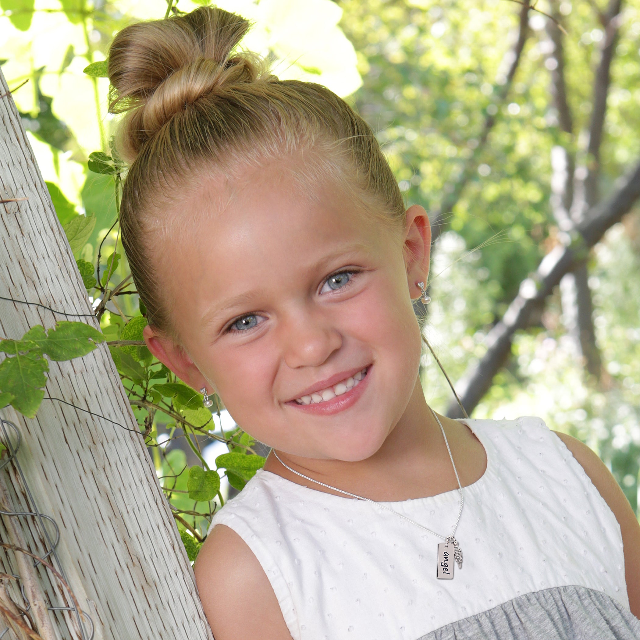 Children's Sterling Silver Angel Necklace with Wings for Little Girls ...