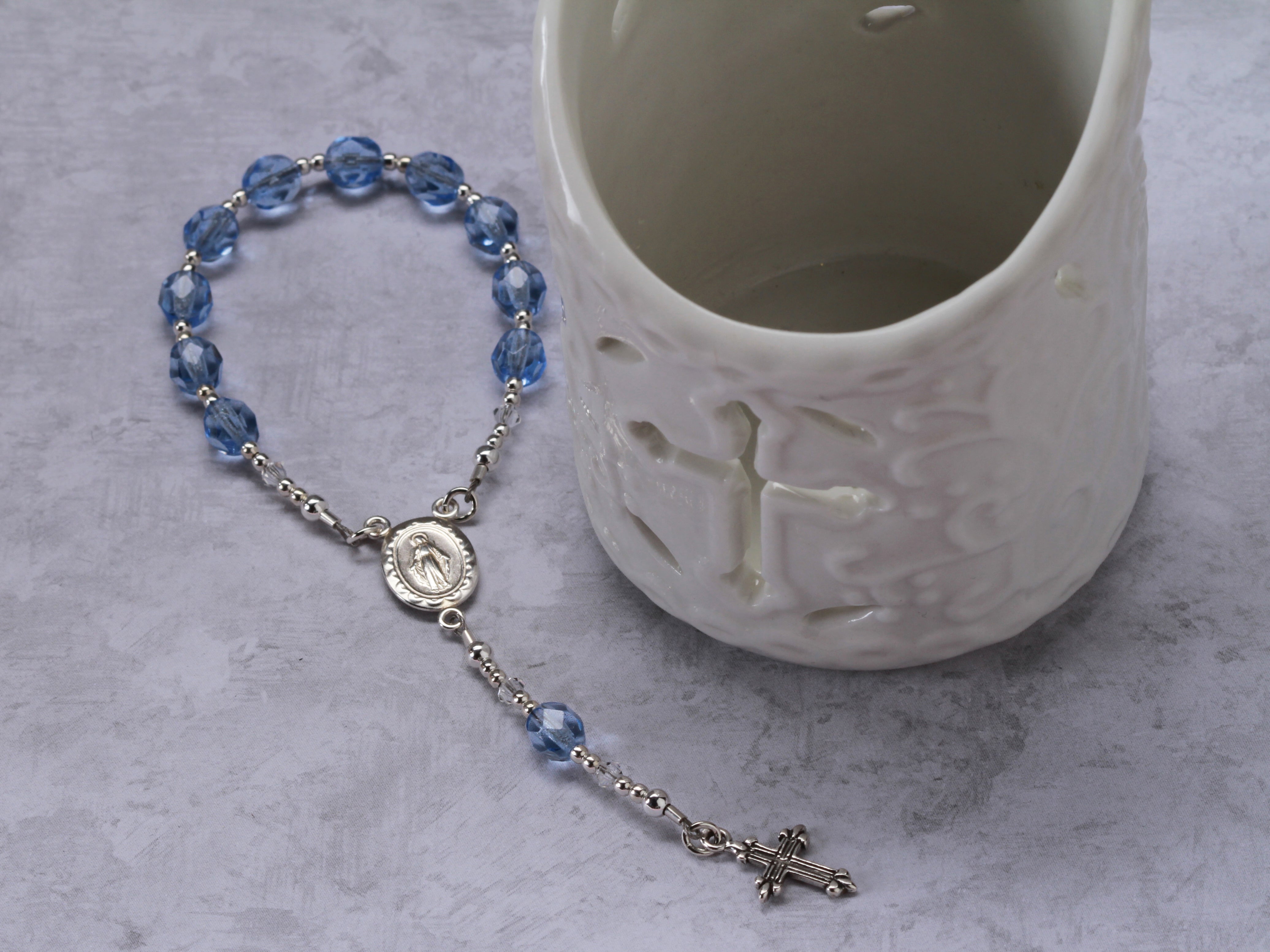 Sterling Silver Blue Baby Rosary for Baptism or Christening Gift ...