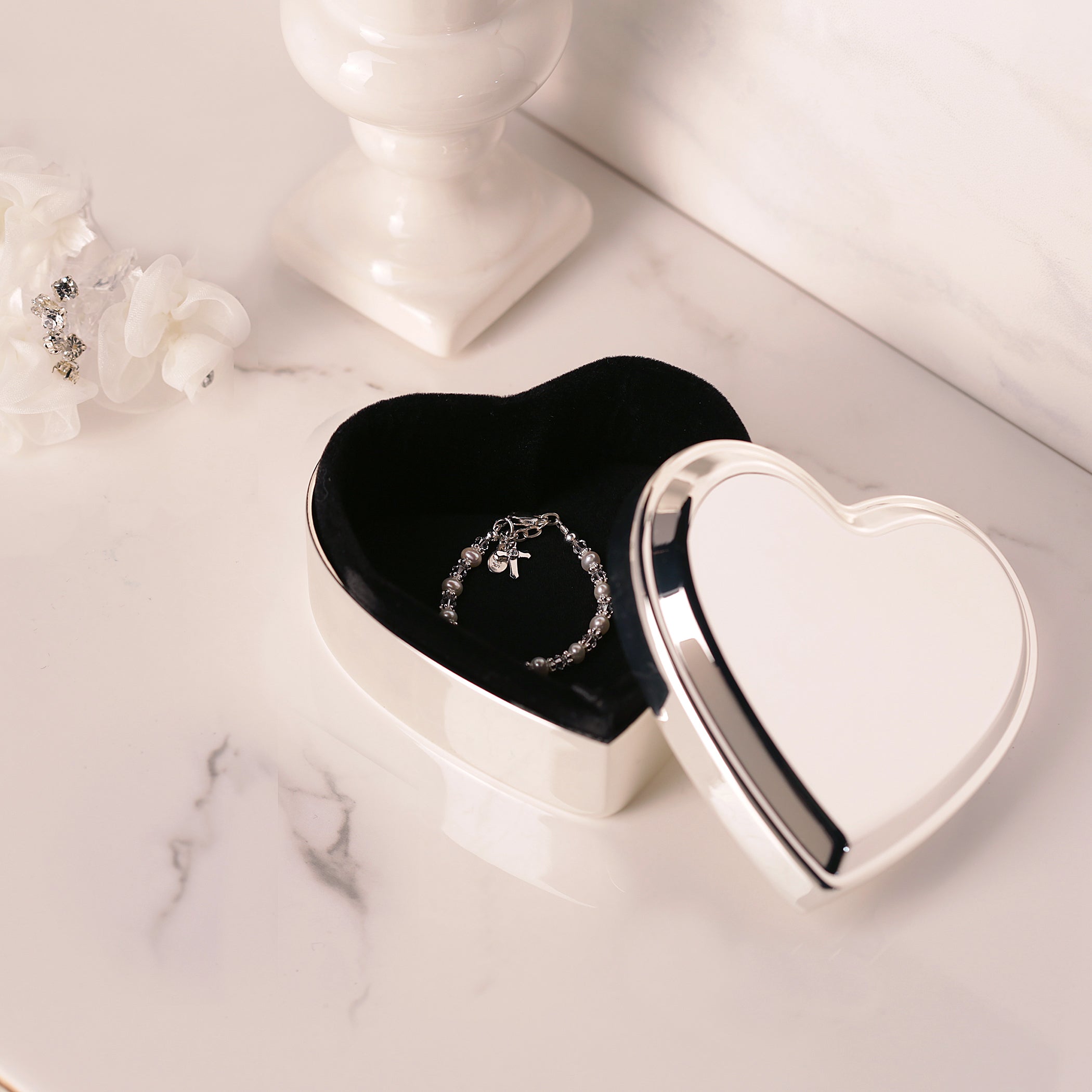 Custom Engraved Silver Jewelry Box for Baptism, First Communion, Baby ...