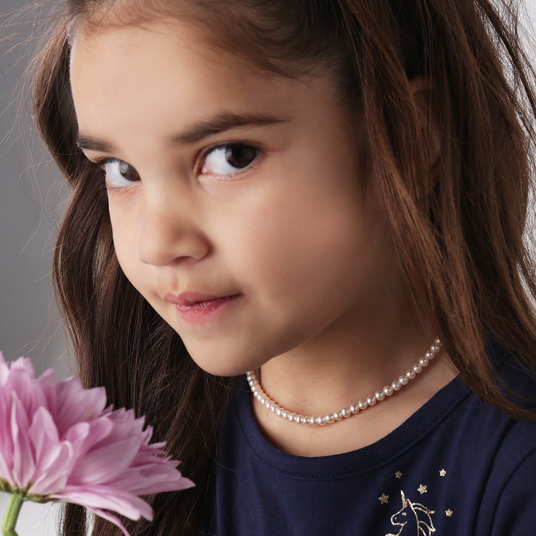 Girls Sterling Silver Freshwater Pearl Necklace for Children and Kids ...